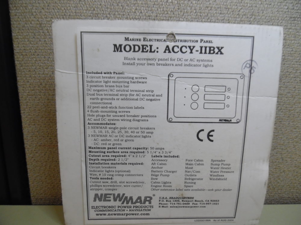 Newmar ACCY-IIBX Blank Breaker Panel With LED - FREE US SHIPPING - Max ...