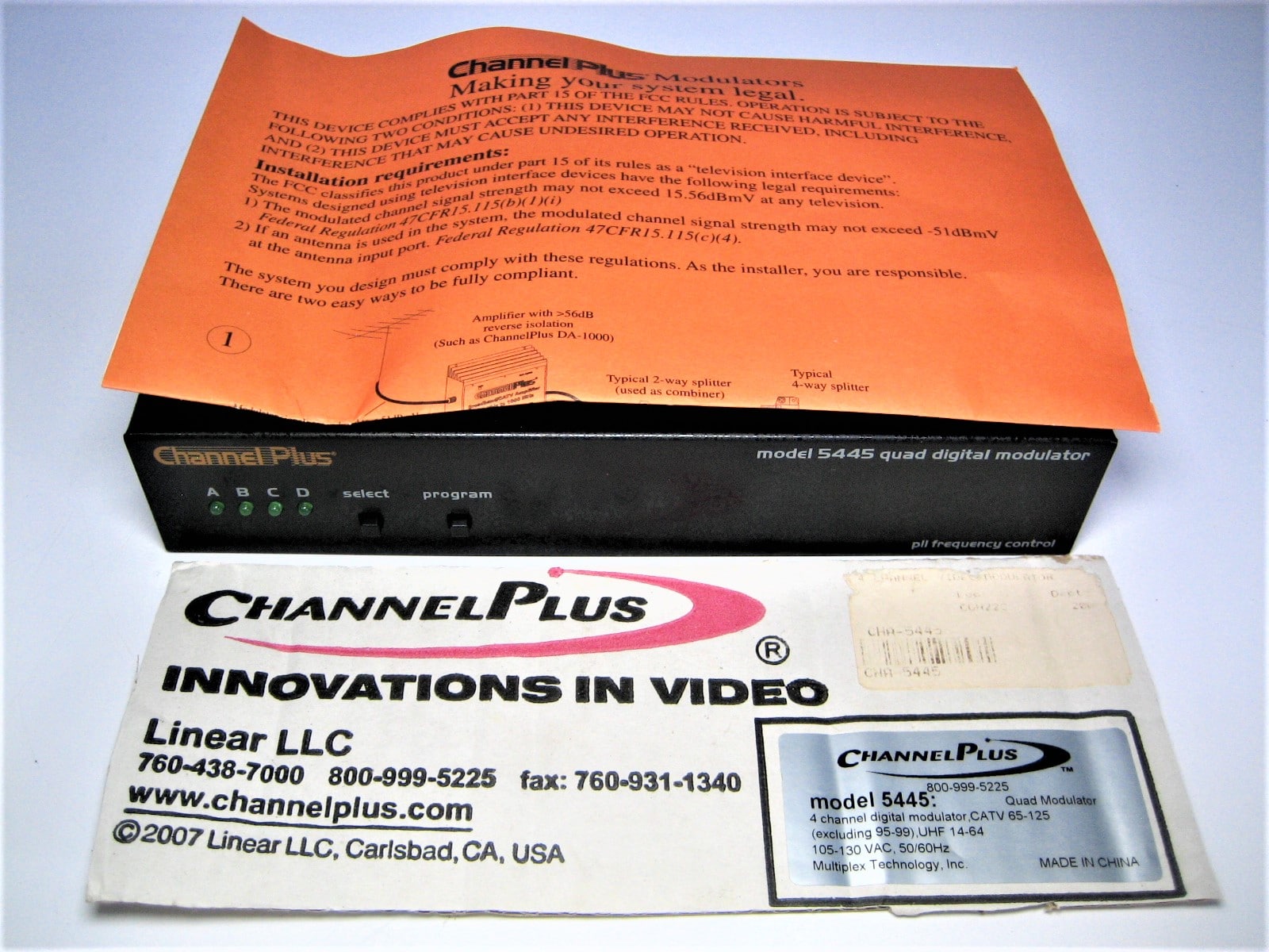 Channel Plus 5445 Four-Channel Digital Video Modulator w/ Power Cord ...