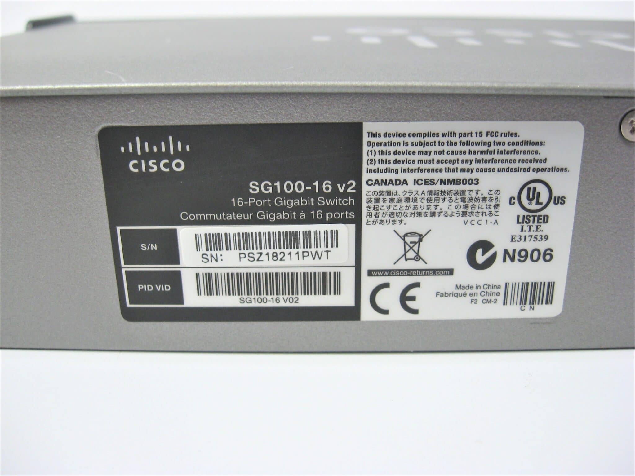 Cisco SG100-16 v2 16-Port Gigabit Switch w/Rack Ears TESTED! Free US ...